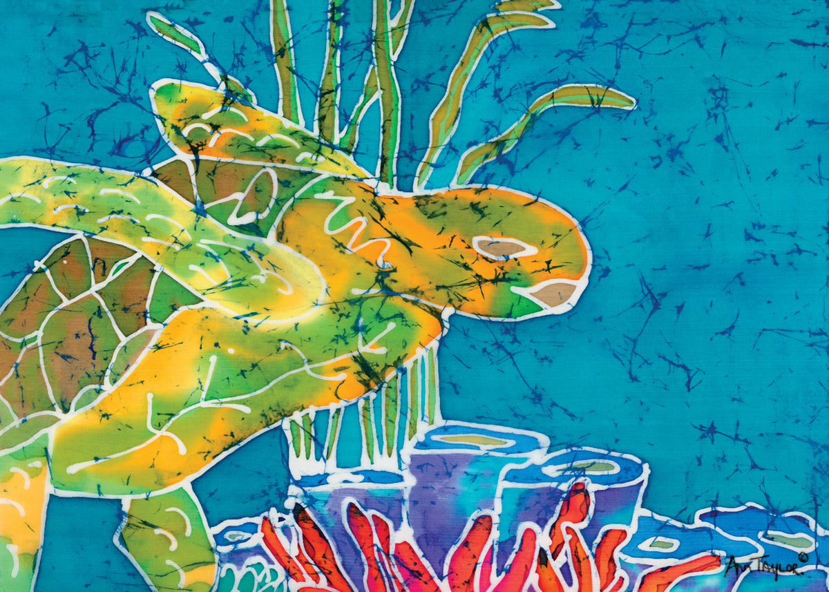 Lone Turtle ~ Art Cards ~ Silk Painting Set of 6 5 x 7 w/env – Ann ...
